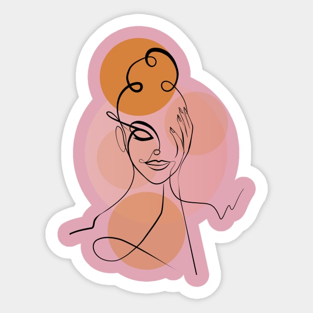 Minimalist Woman One Line Art Drawing Woman Line Art Sticker